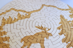 Moose in the Mountains Wooden Circle Puzzle